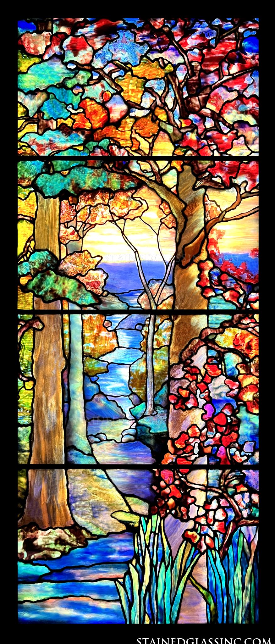  Autumn Trees Stained Glass Window