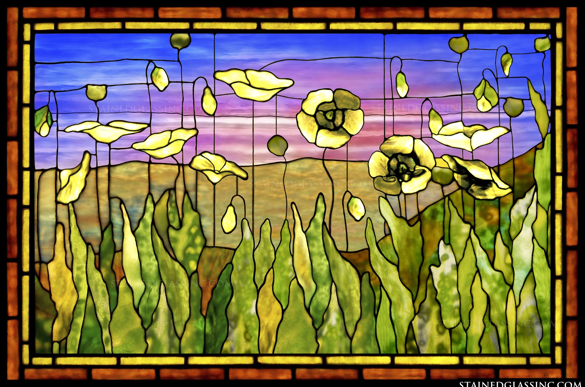 Poppies Stained Glass Window Poppies Stained Glass Window