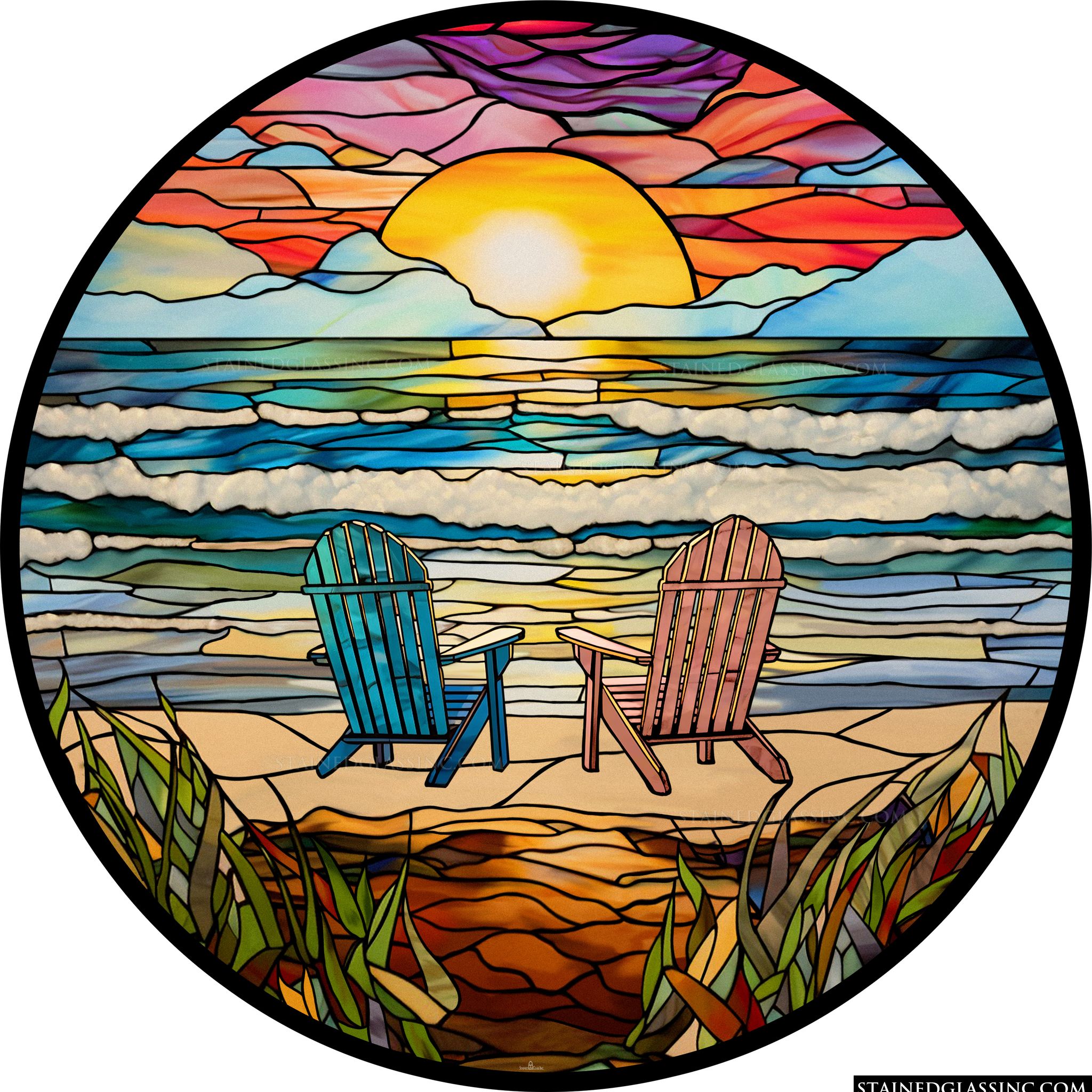 "Reflections On Sea Glass" Stained Glass Window