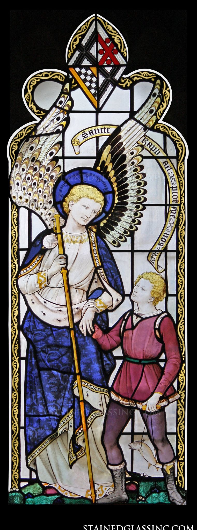 "St. Raphael" Religious Stained Glass Window